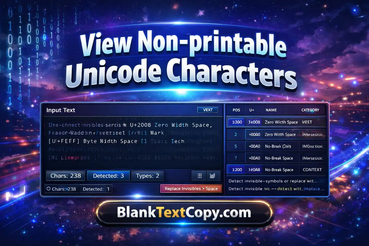 View Non-printable Unicode Characters - Unicode Detector